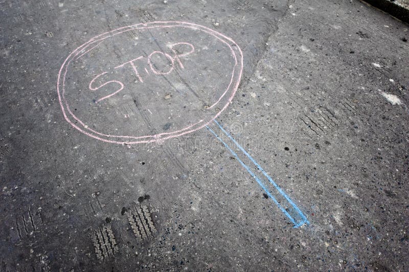 Stop Sign - Kid's Chalk Picture. Image: 6731111