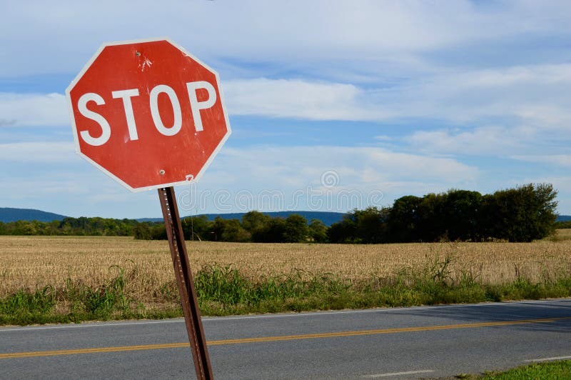 Stop Sign stock photo. Image of america, road, field - 86045944