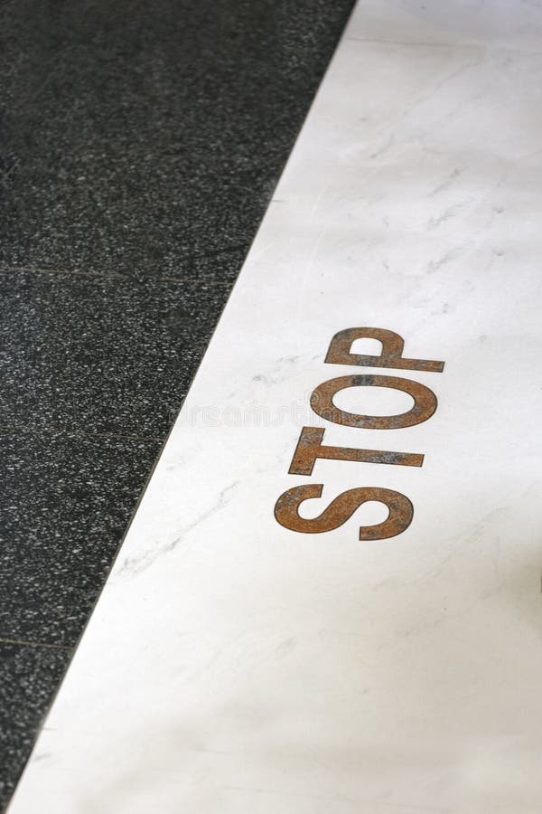 Stop Sign on the Line on the Floor. Stock Photo - Image of outside ...