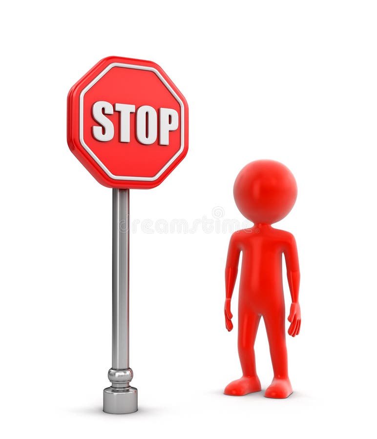 Stop Sign and Man (clipping Path Included) Stock Illustration ...