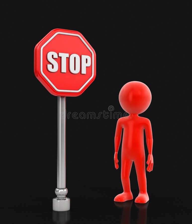 Stop Sign and Man (clipping Path Included) Stock Illustration ...