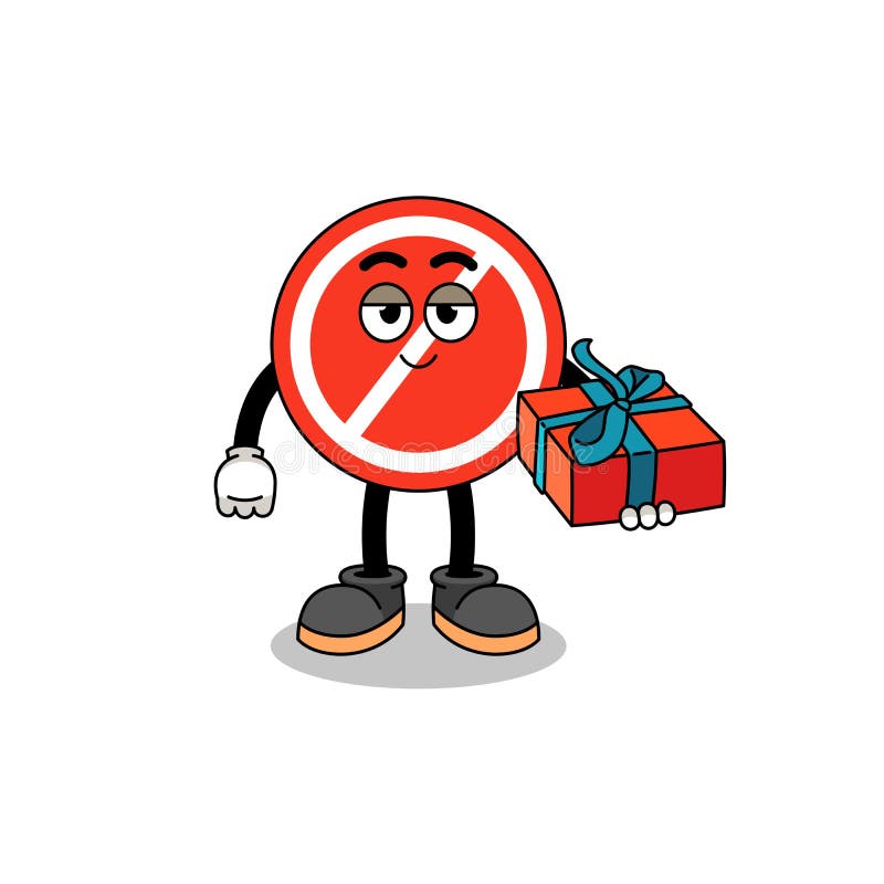 Stop Sign Mascot Illustration Giving a Gift Stock Vector - Illustration ...