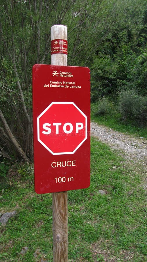 Stop Sign in a Mountain Path Stock Image - Image of landscape, outdoor ...