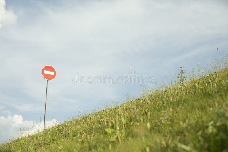Stop Sign on Mountain. Road Sign on Hill Stock Photo - Image of walk ...