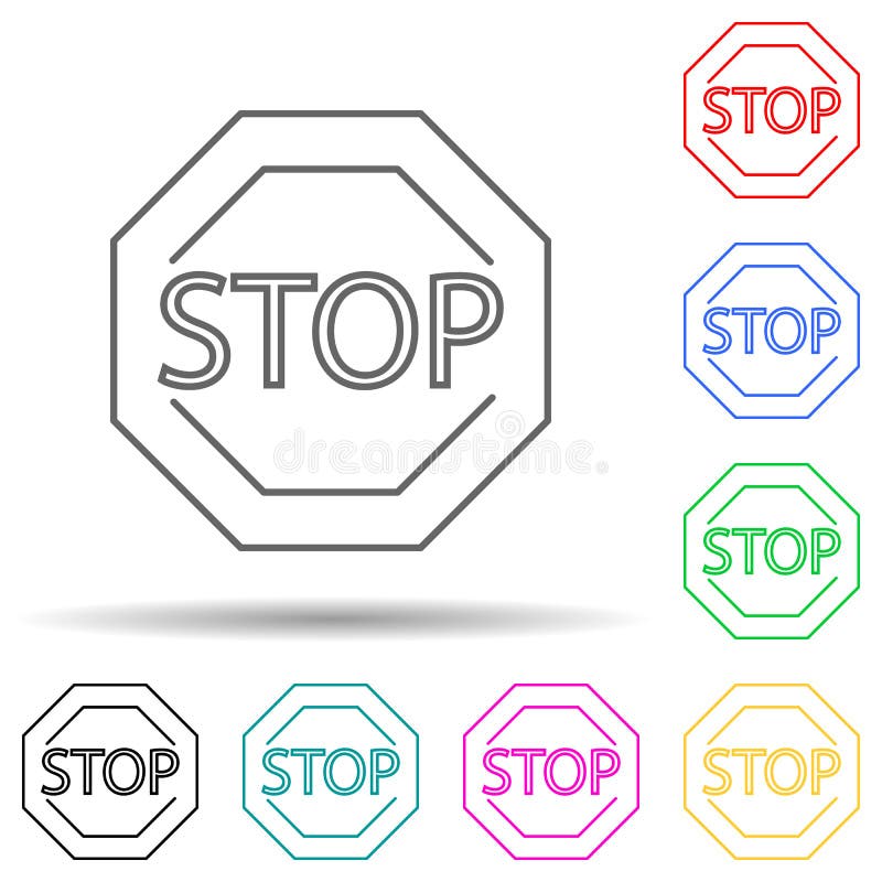Sign Stop Multi Color Style Icon. Simple Glyph, Flat Vector Of Warning ...