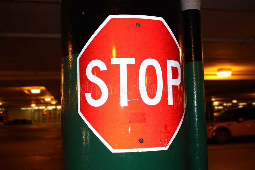 Stop Sign at Night stock image. Image of light, concrete - 43261037