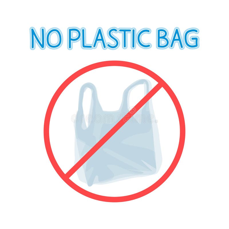 Stop Sign and No Plastic Bag Vector Illustration. Eco Bags Activists ...