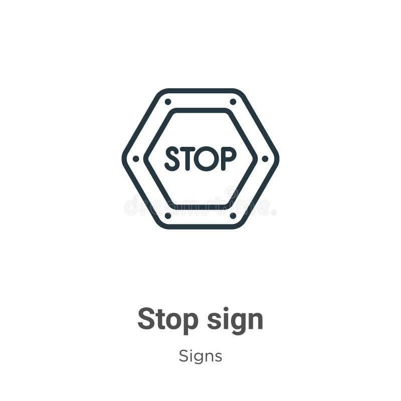 Stop Sign Outline Vector Icon. Thin Line Black Stop Sign Icon, Flat ...