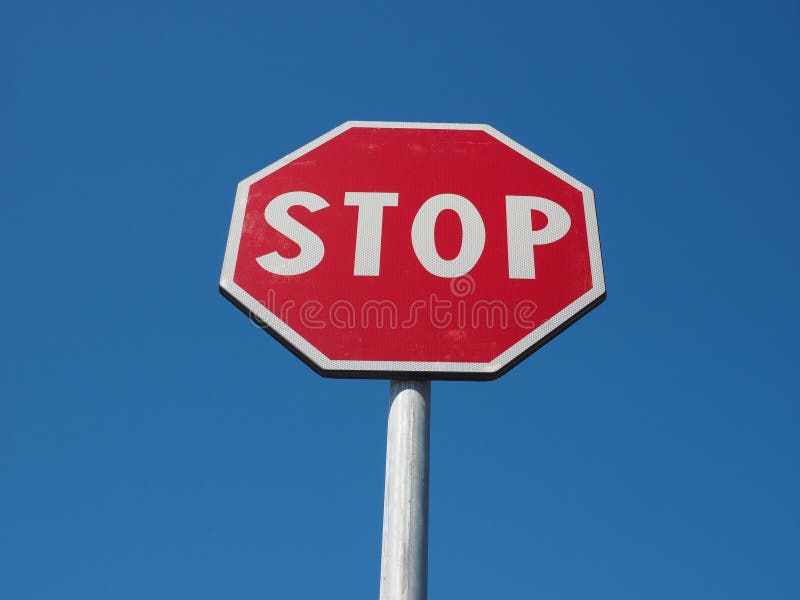 Stop sign over blue sky stock photo. Image of road, copy - 145743192