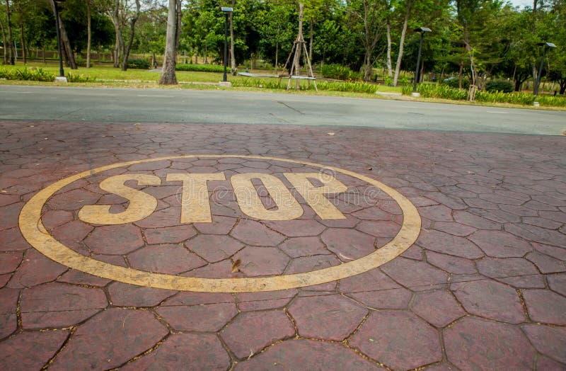 Stop sign painted on floor stock image. Image of background - 81790765