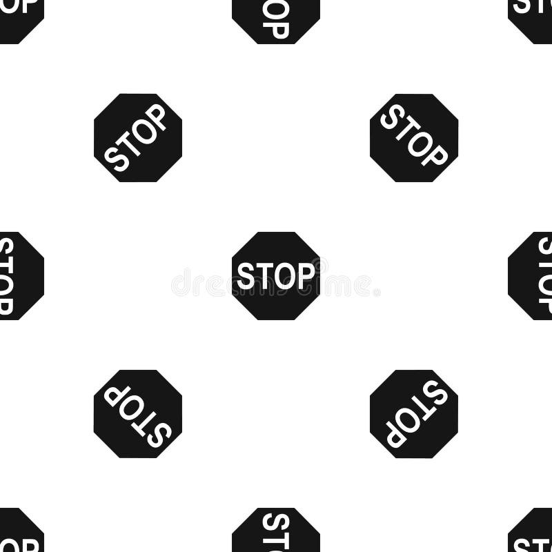 Stop Sign Pattern Seamless Black Stock Vector - Illustration of ...