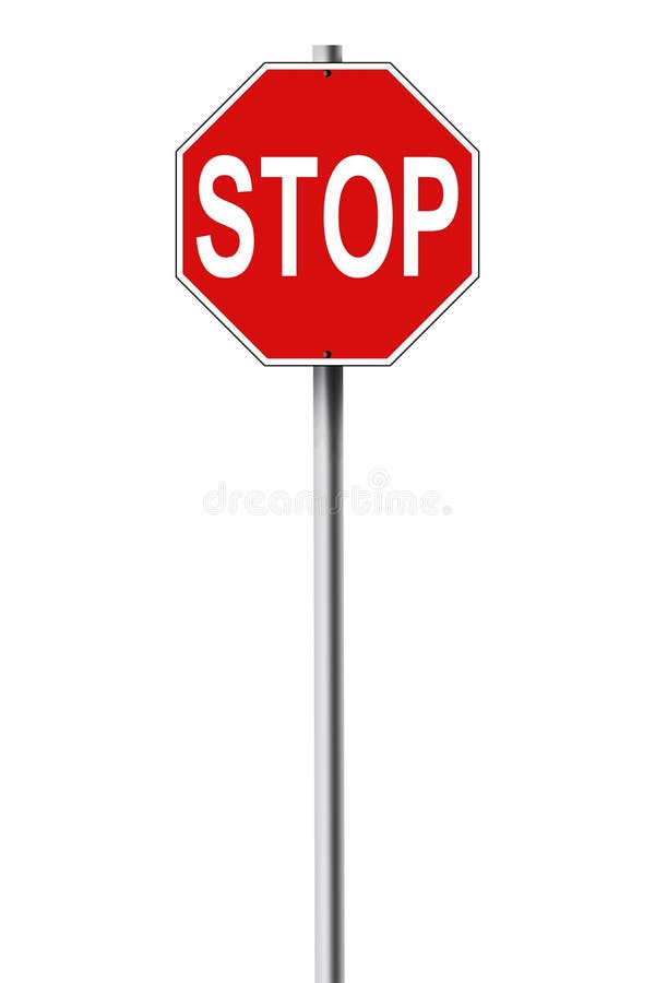 Stop sign on a pole stock illustration. Illustration of transportation ...