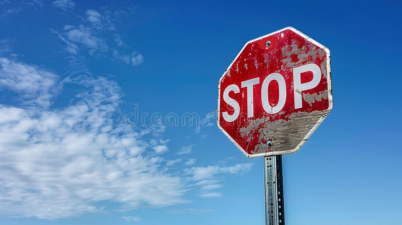 Stop Sign is on a Pole in Front of a Blue Sky. AI Generated Stock ...