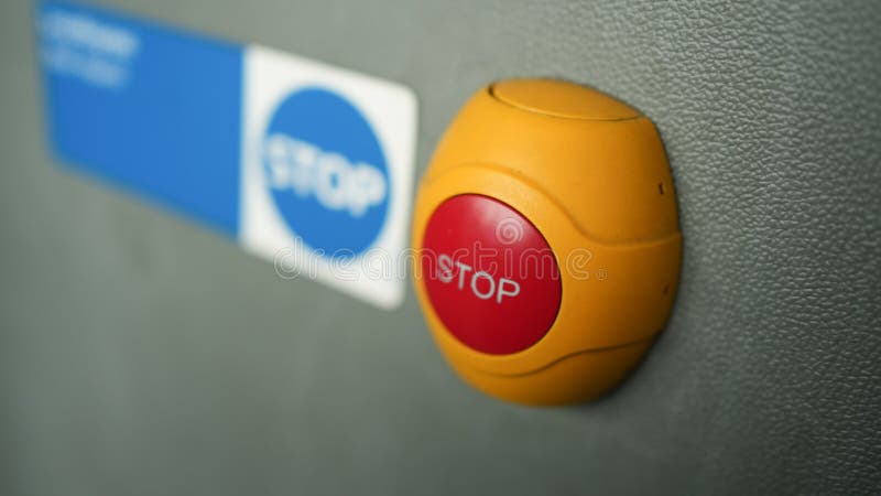 Stop Sign on Public Transport Vehicle Stock Photo - Image of attention ...