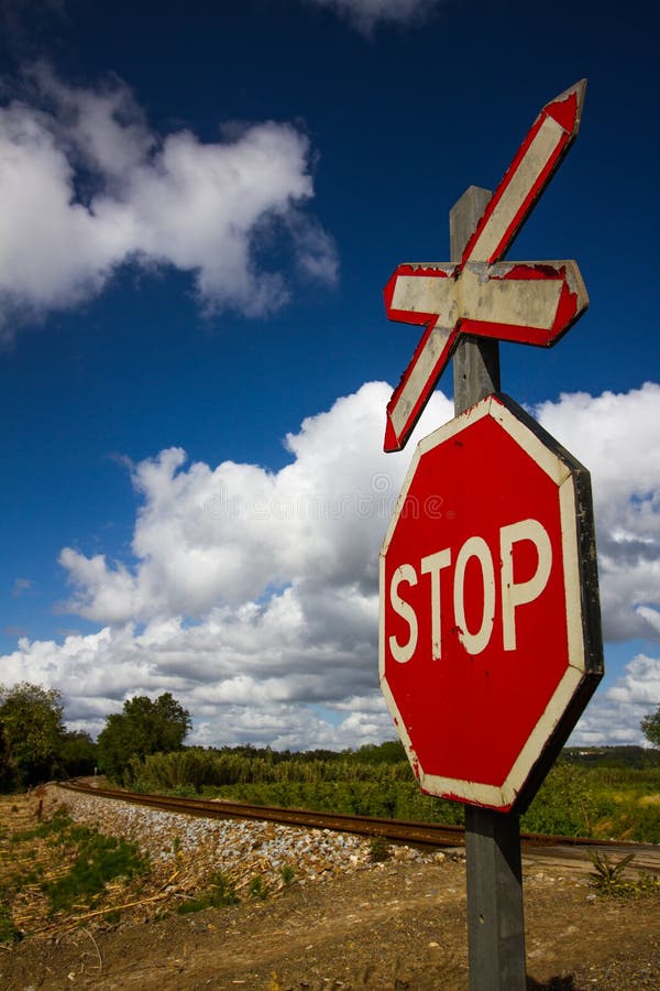 Stop Sign on Railway Entry stock image. Image of pole - 71193695