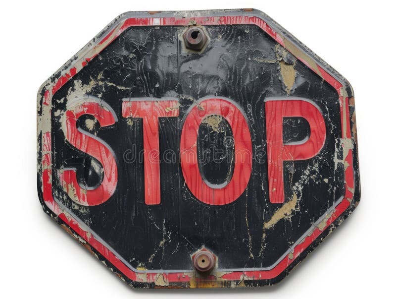 A Stop Sign with a Red Background and Black Letters Stock Image - Image ...
