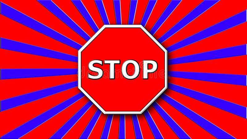 Stop Sign on Red and Cartoon Rays, Decoration for Creative, 3d Render ...