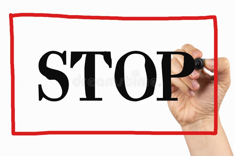 Stop Sign with Red Frame. Doodle on a Whiteboard, Written with Black ...