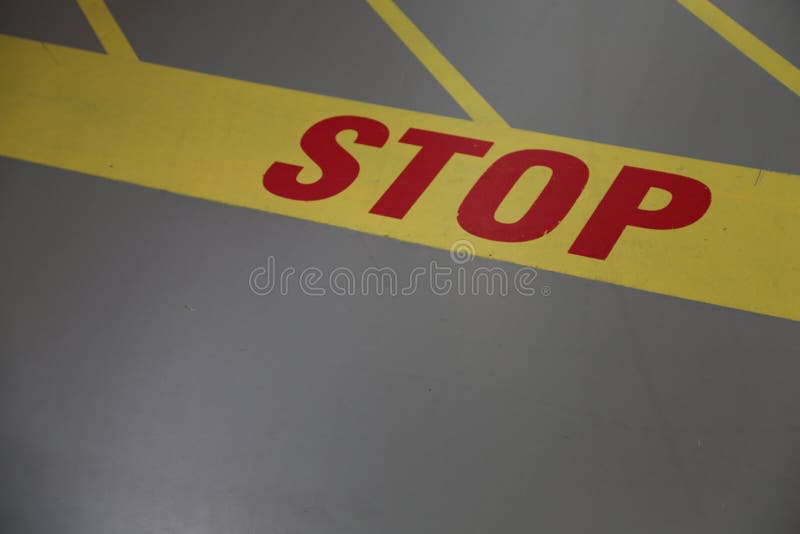 Stop sign stock image. Image of striped, emergency, floor - 92347515
