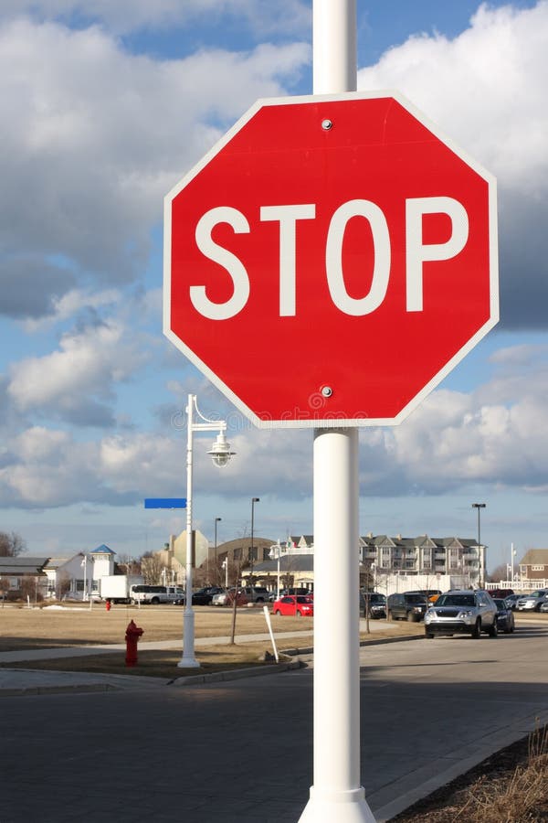 Stop Sign In Residential Area Stock Photo - Image of clouds, stop: 20448410