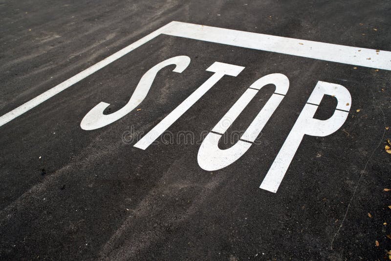 Pavement Stop Sign stock image. Image of asphalt, road - 5978801