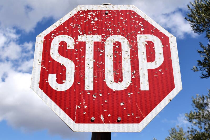 Stop sign stock photo. Image of riddle, pistol, stop - 100926684