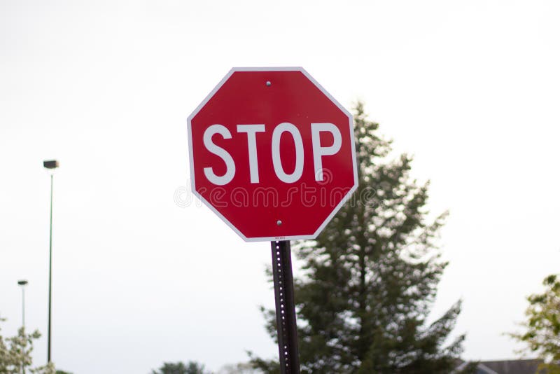 Stop Sign on the Road in United States Stock Photo - Image of force ...