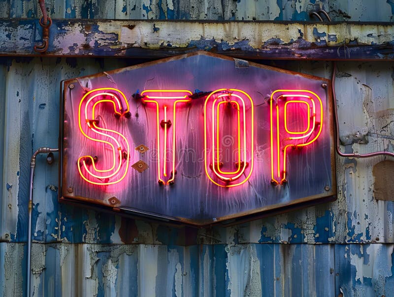 A Stop Sign on a Rusted Metal Wall Stock Photo - Image of wall, text ...