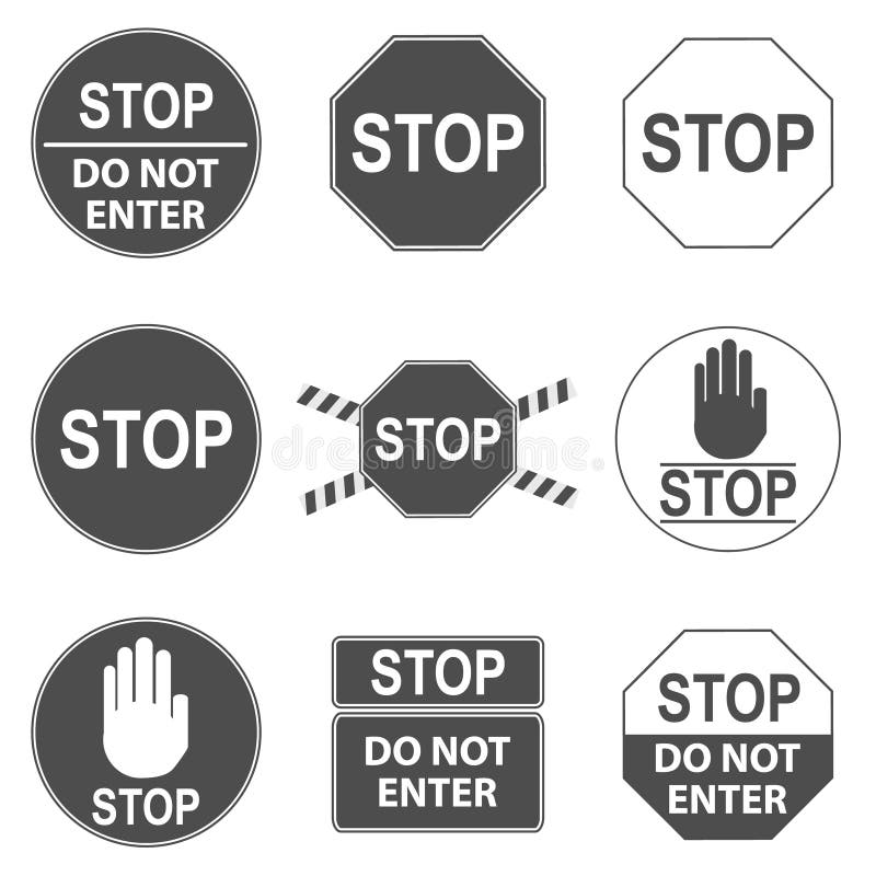 Stop Sign. Set of Stop Icons Isolated on White Background Stock ...