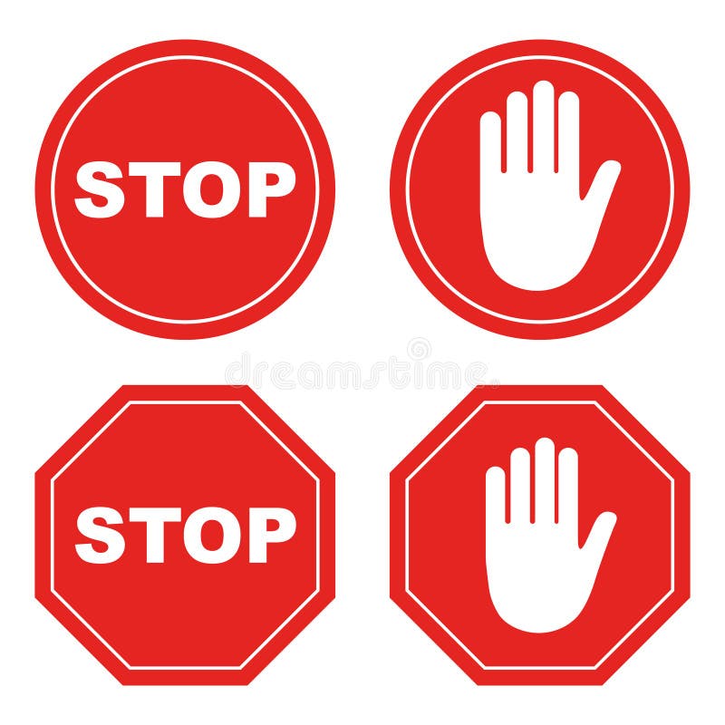 Stop Sign Set, Isolated on White Background. Vector Illustration Stock ...