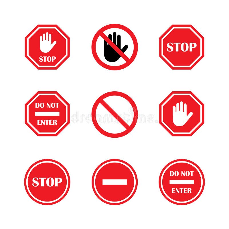 Stop Sign Set, Traffic Stop Vector Stock Vector - Illustration of icon ...