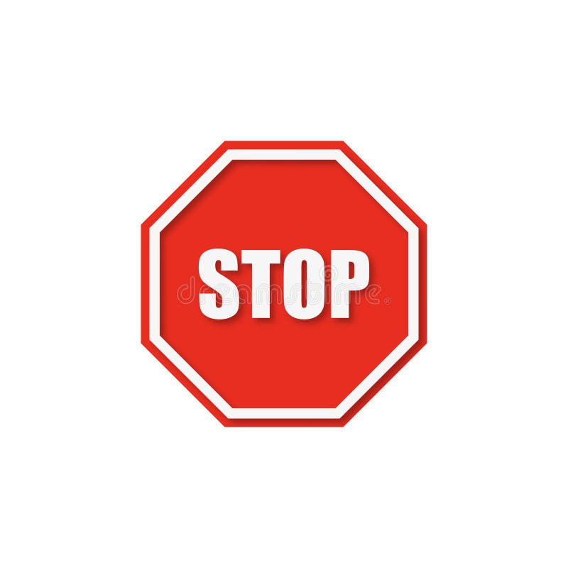 Stop Sign with Shadow in Flat Style Stock Illustration - Illustration ...