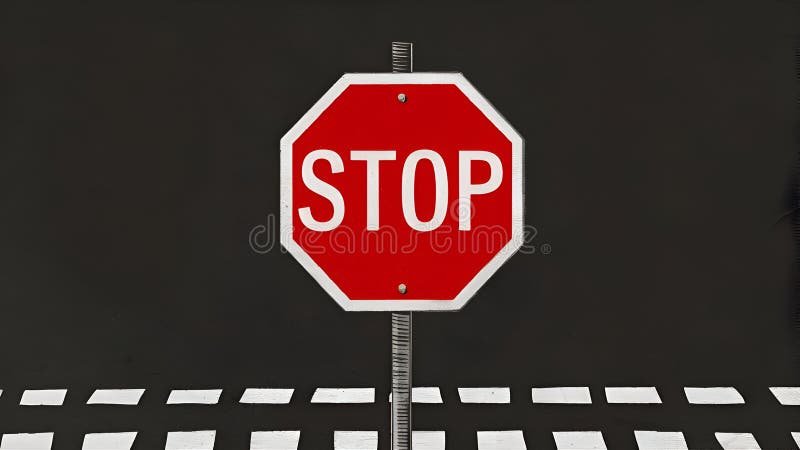 A Stop Sign is Shown in a Black Background Stock Illustration ...