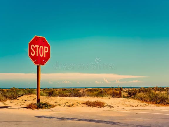 A Stop Sign is on the Side of a Road Stock Image - Image of outdoor ...