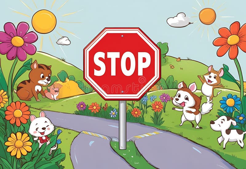 Stop Sign Signal on Sidewalk and Road Stock Photo - Image of stop, sign ...