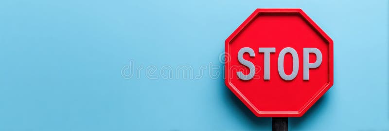 Stop Sign with a Simple Red Octagon on a Light Blue Background ...