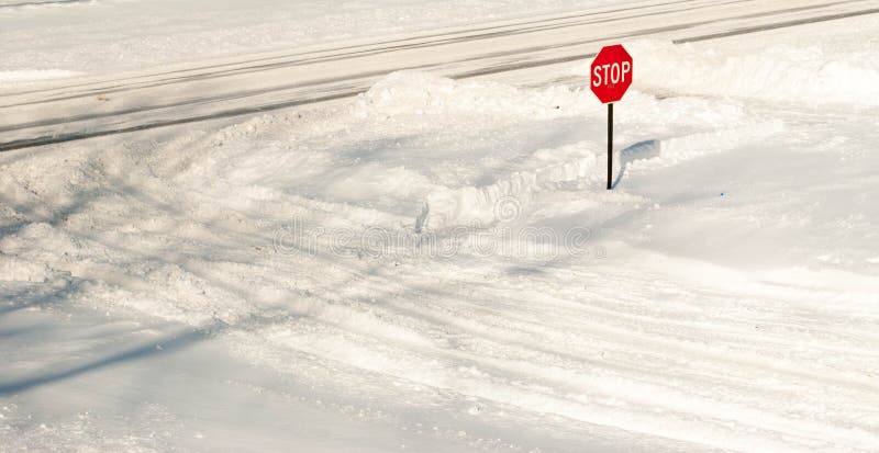 Stop sign in the snow. stock image. Image of cleared - 49720637