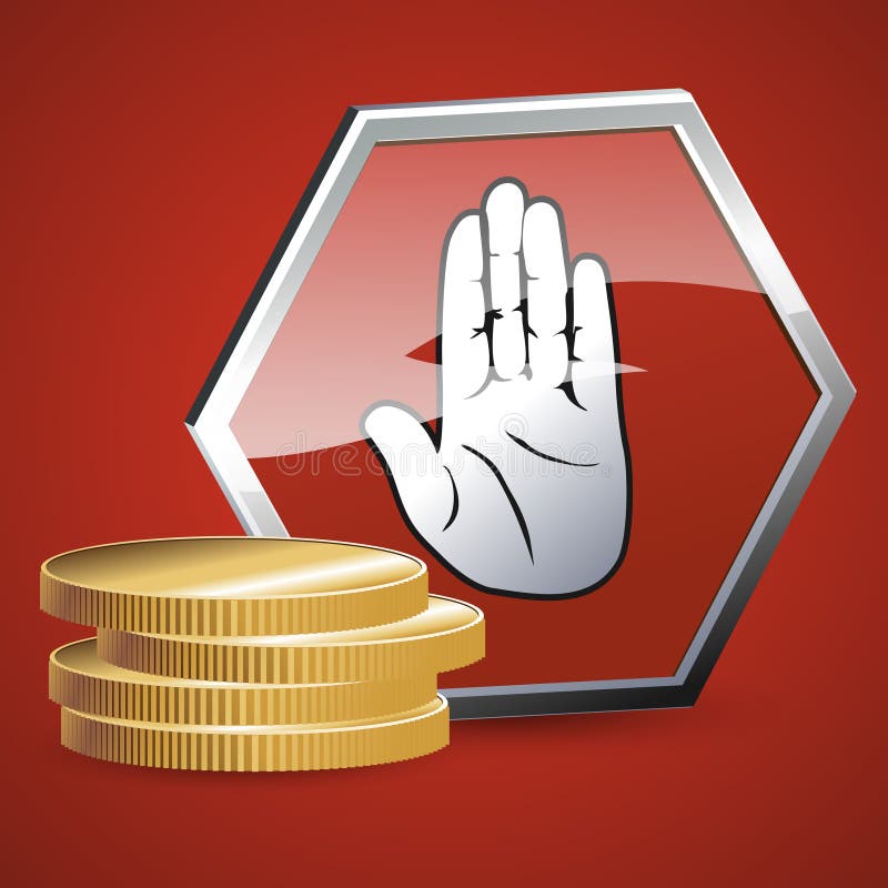 A Stop Sign and a Stack of Coins Stock Vector - Illustration of drawing ...