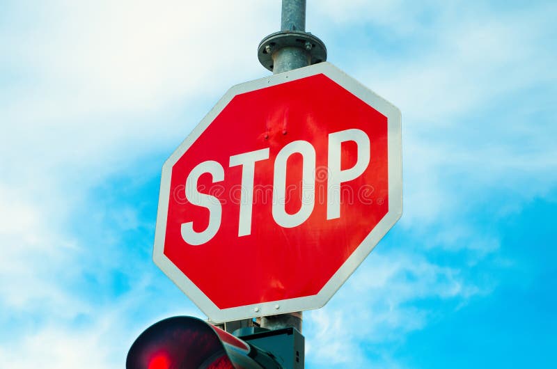 Stop sign stock photo. Image of outdoors, blue, danger - 107548854