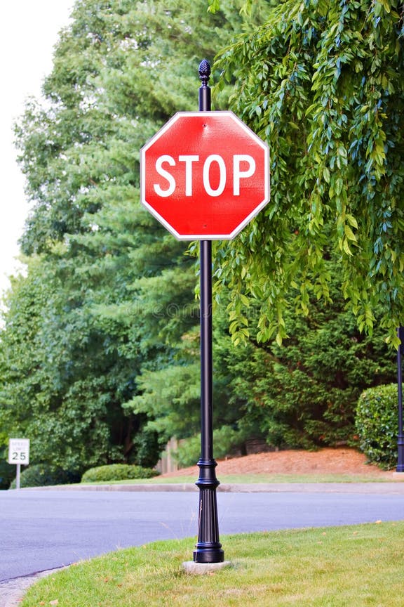 Stop sign on the street stock photo. Image of trees, outside - 10299110