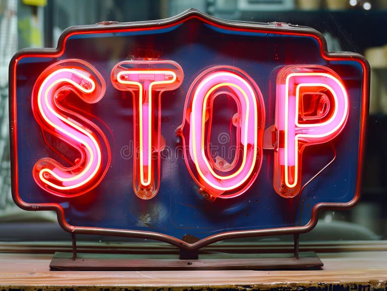 A stop sign on a table stock illustration. Illustration of generated ...