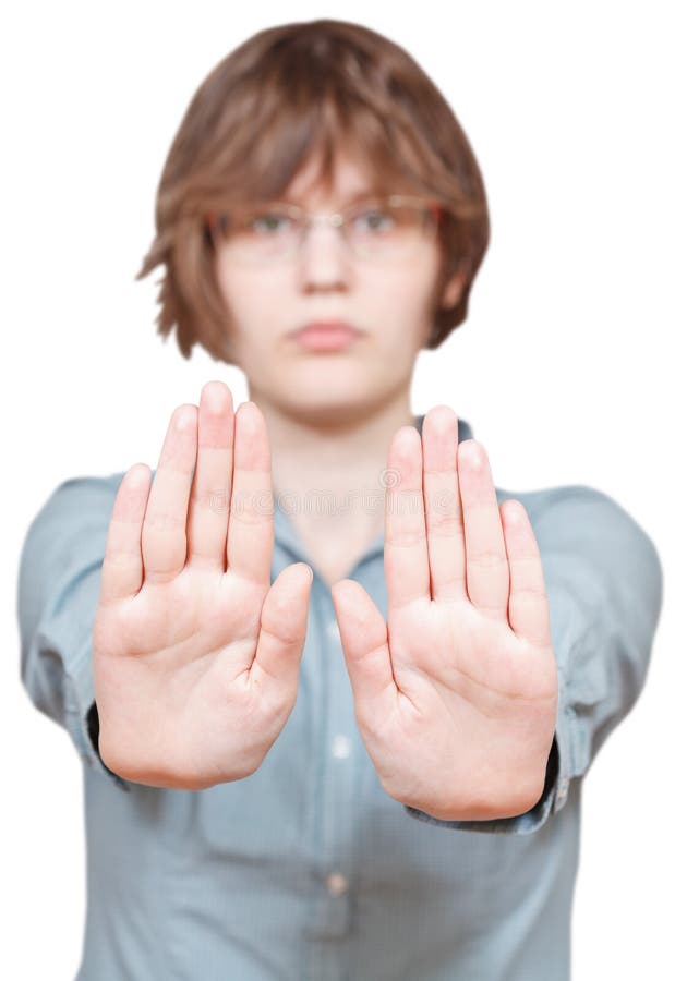Stop Sign - Two Hands Gesture Stock Photo - Image of open, forbid: 41805034