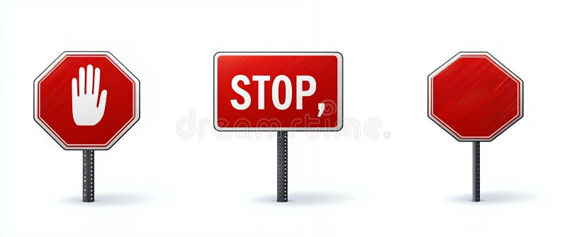 Stop Sign Variations Red Octagon Rectangular Stop Sign Blank Stop Sign ...