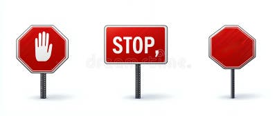 Stop Sign Variations Red Octagon Rectangular Stop Sign Blank Stop Sign ...