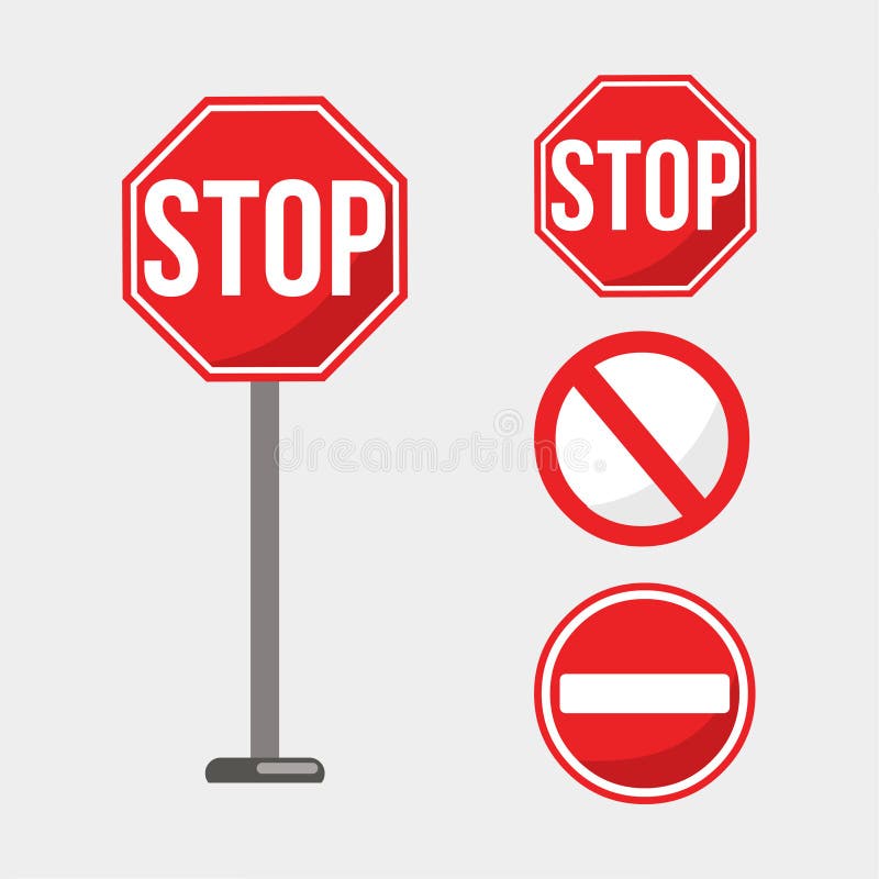 Stop Sign, Set. Vector Illustration Stock Vector - Illustration of ...