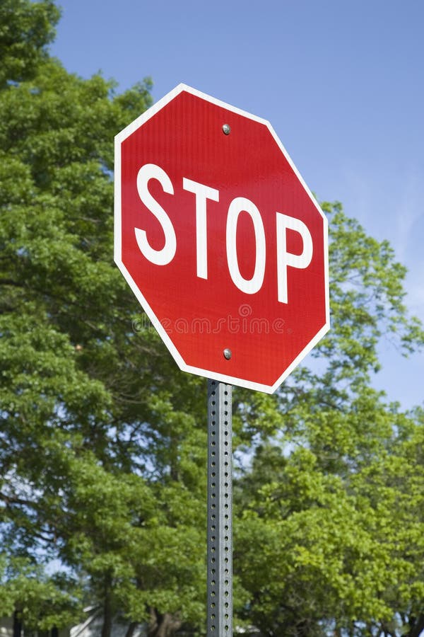 Stop Sign Cropped Diagonally in a Vertical Format Stock Image - Image ...