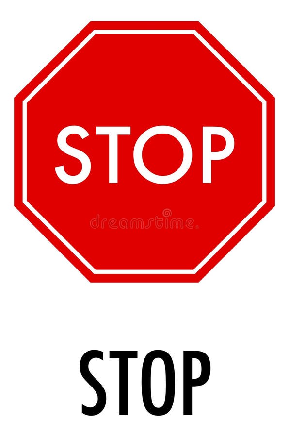 Stop Sign on White Background Stock Illustration - Illustration of road ...