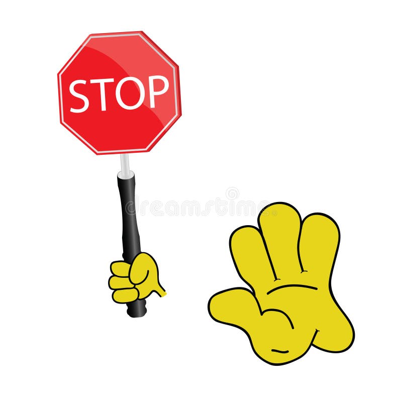 Stop Sign with Yellow Hand Vector Stock Vector - Illustration of vector ...