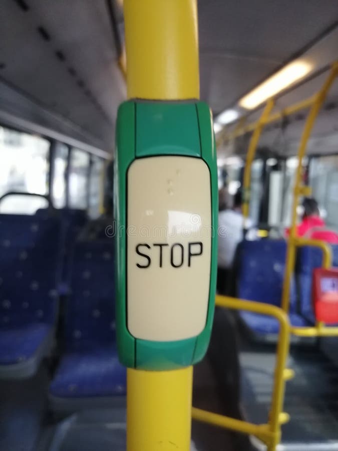 Stop Signal Button in Public Bus Stock Image - Image of seat, dubai ...