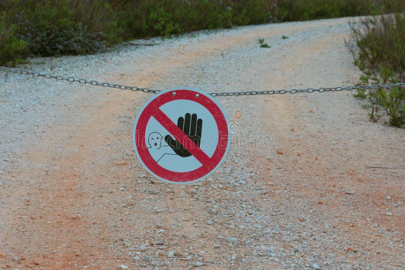 Stop Signal stock image. Image of chain, road, dirt, private - 70758697